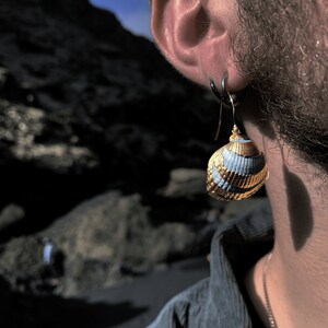 Zyre- Asymmetrical Shell and Gold Earrings, Modern Mismatched Drop ...