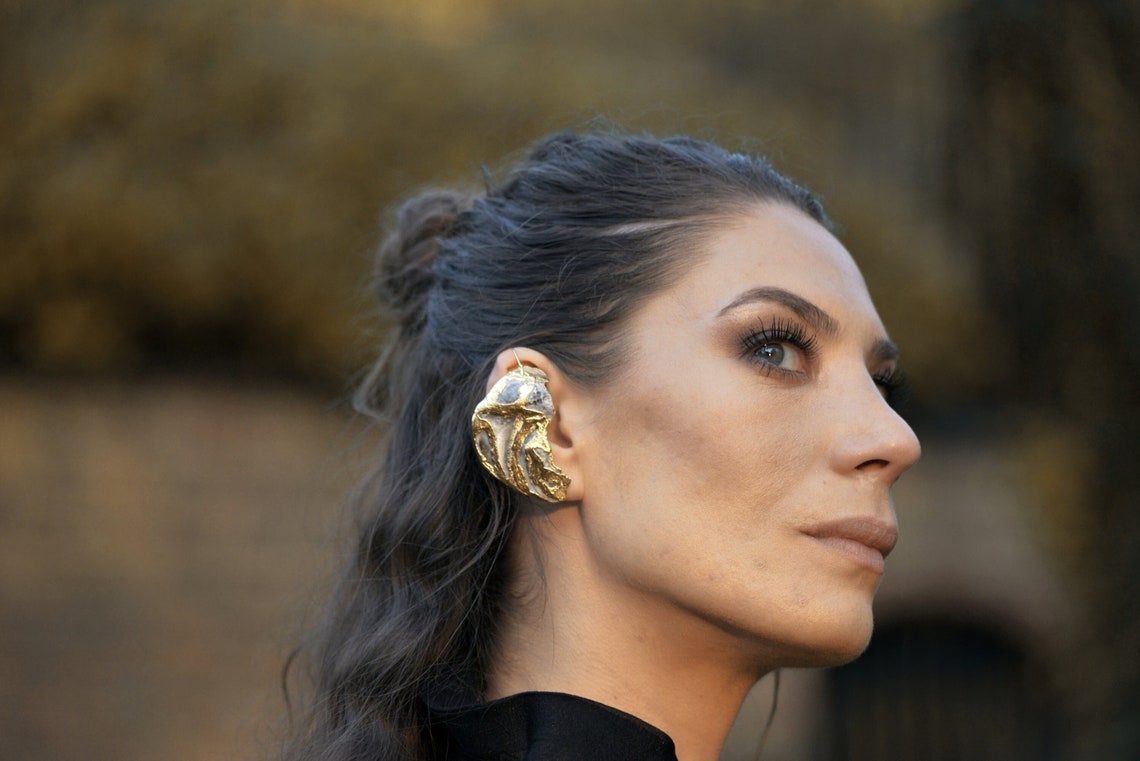 Sereth Unique Gold Ear Cuff, Statement Single Earring, Contemporary ...