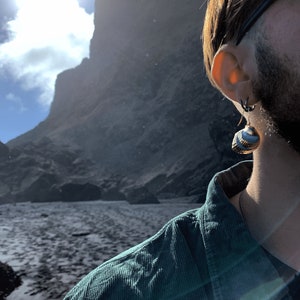 Zyre- Asymmetrical Shell and Gold Earrings, Modern Mismatched Drop ...