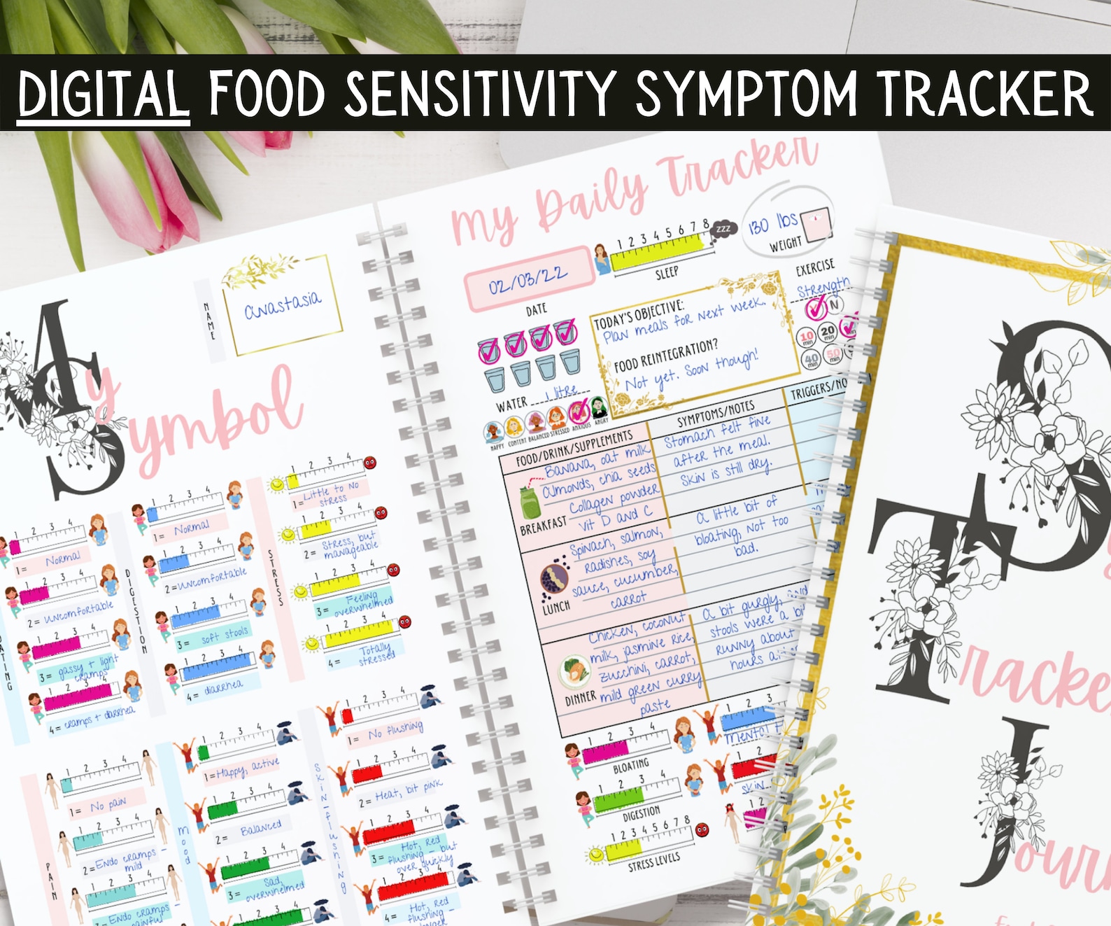 PRINTABLE Food Sensitivity Tracker Journal | Food Reintegration Tracker ...