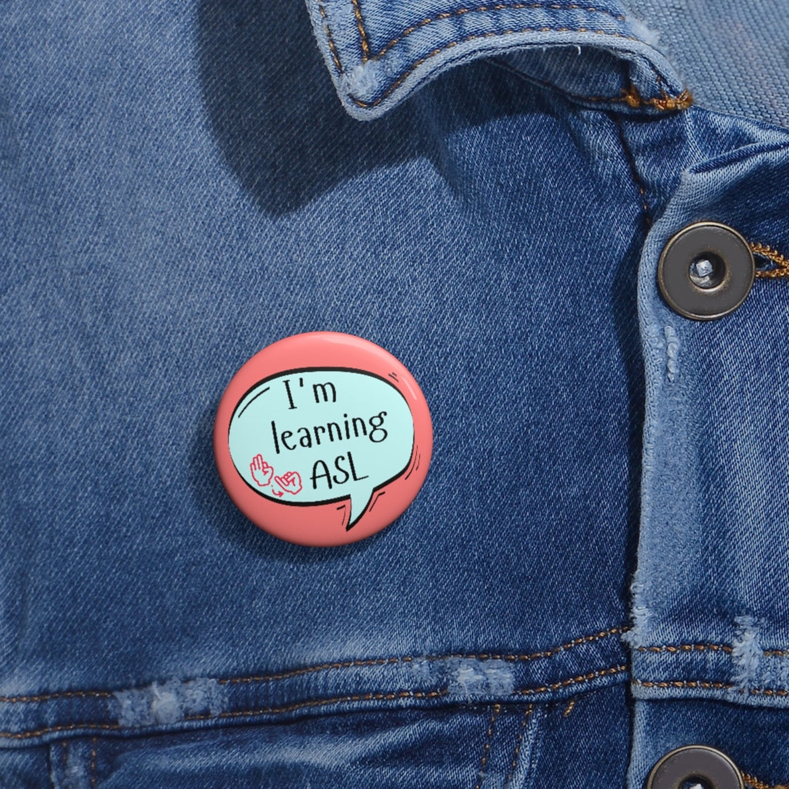 I'm Learning ASL Pin Badge Button American Sign Language - Etsy