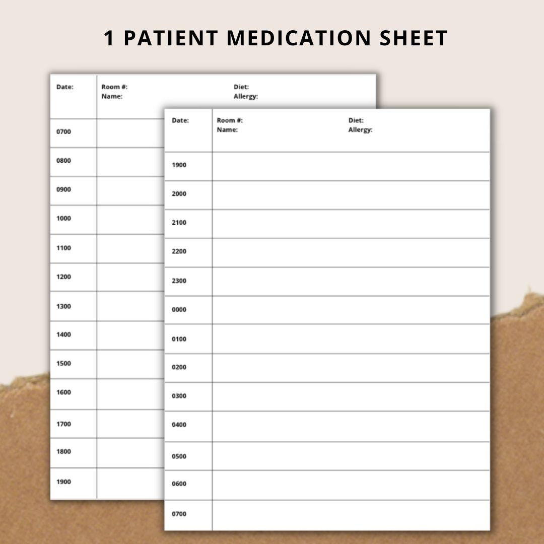 Nursing Medication Sheet - Printable Template - Etsy