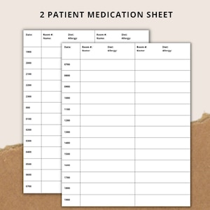 Nursing Medication Sheet - Printable Template - Etsy