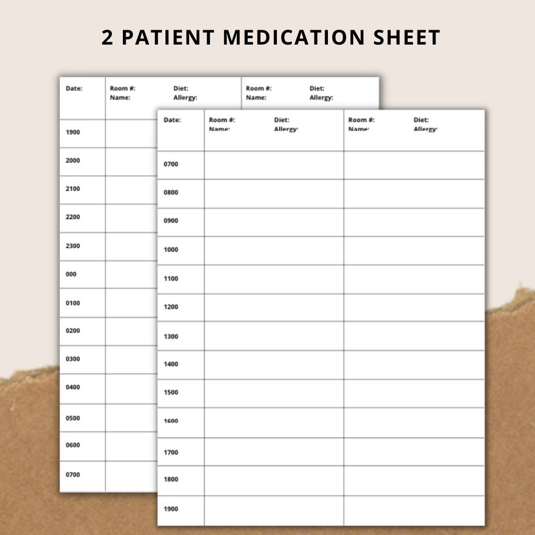 Nursing Medication Sheet - Printable Template - Etsy