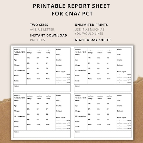 CNA Report Sheet - Etsy