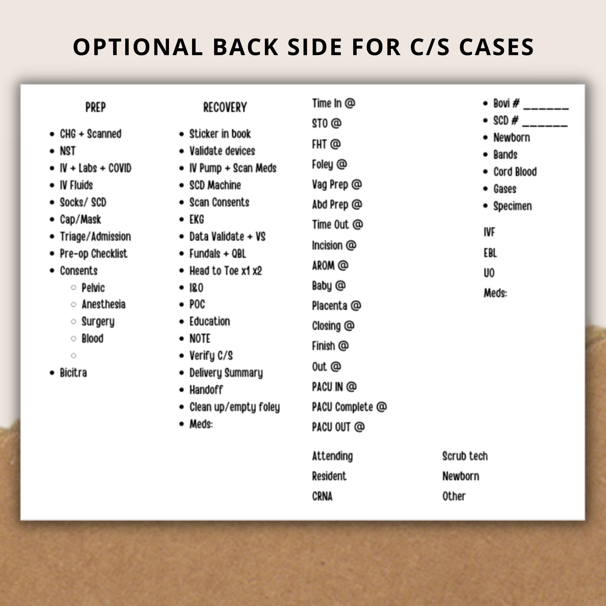 L&D Nurse Report Sheet - Printable Labor and Delivery BRAIN Sheet ...