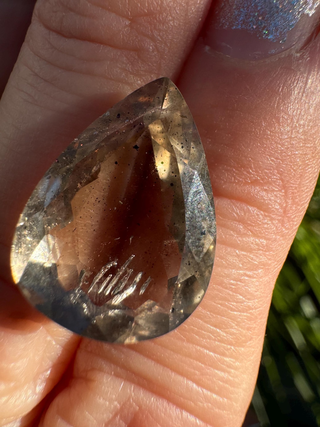 Pink Fire Covellite Faceted Quartz From Espirito Santo, Brazil, 9.65ct ...