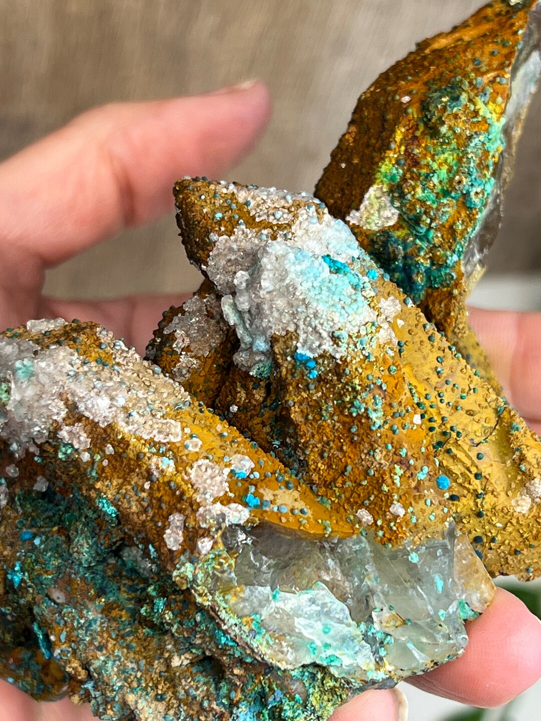 Chrysocolla, Malachite,tenorite and Limonite on Quartz, Tentadora Mine ...