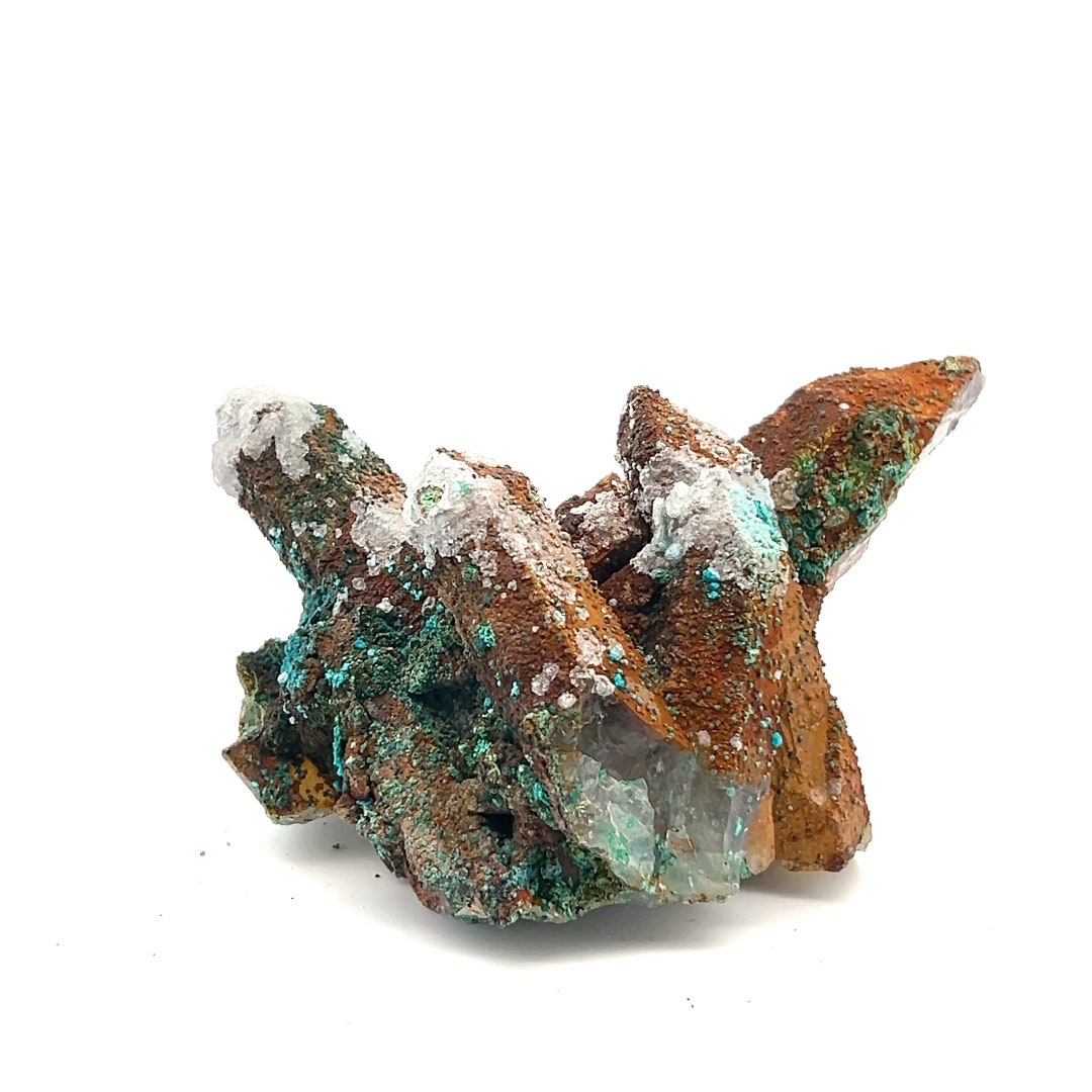 Chrysocolla With Malachite, Limonite and Tenorite on Quartz From ...