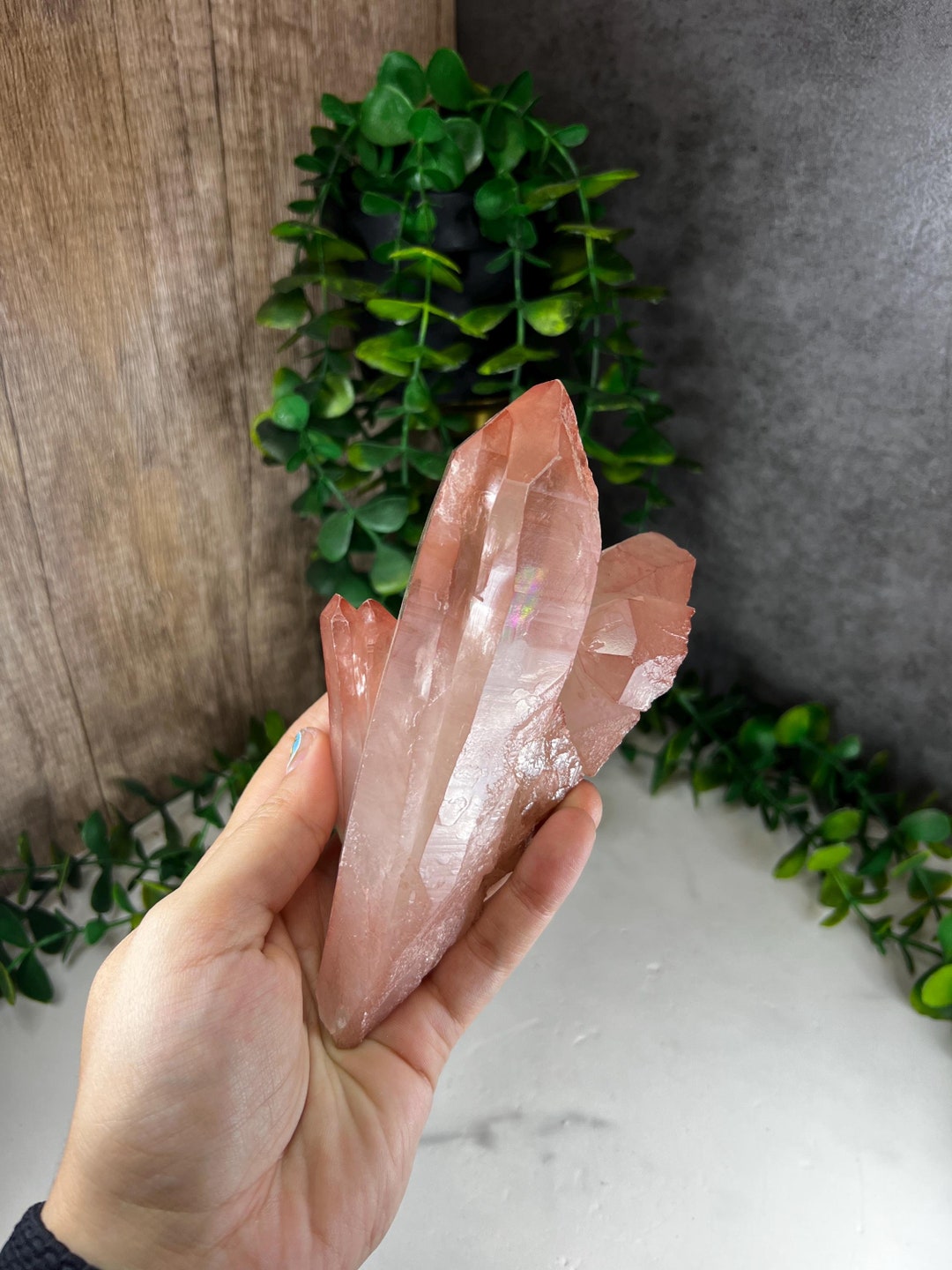 Rare Pink Lemurian Crystal Cluster With Rainbows From Serra Do Cabal ...