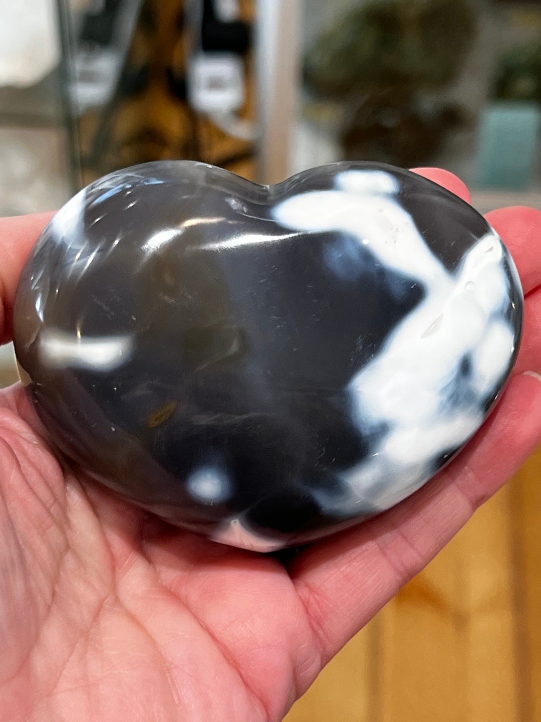 Snow Agate Puff Heart From Madagascar - Etsy