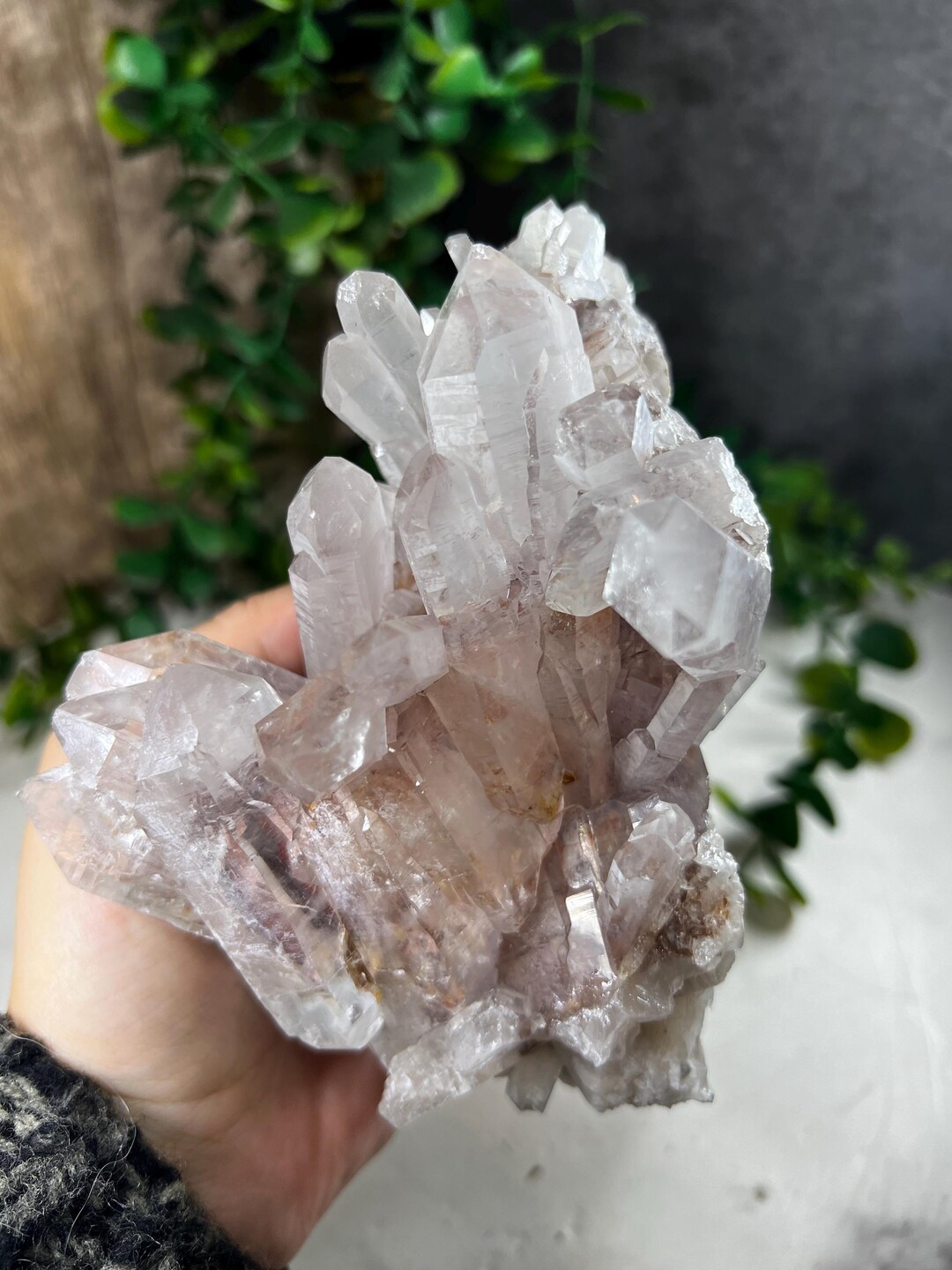 Pink / Silver Hematoid Quartz Cluster From Diamantina, M.G., Brazil ...