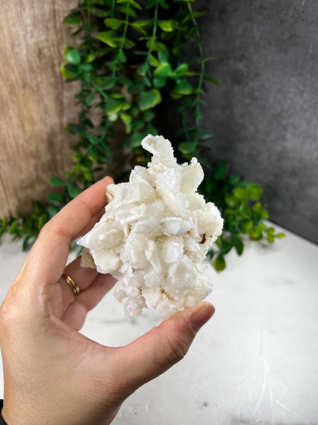 White Rose Calcite From Java, Indonesia: CAB Cabinet Size 4in/346g - Etsy