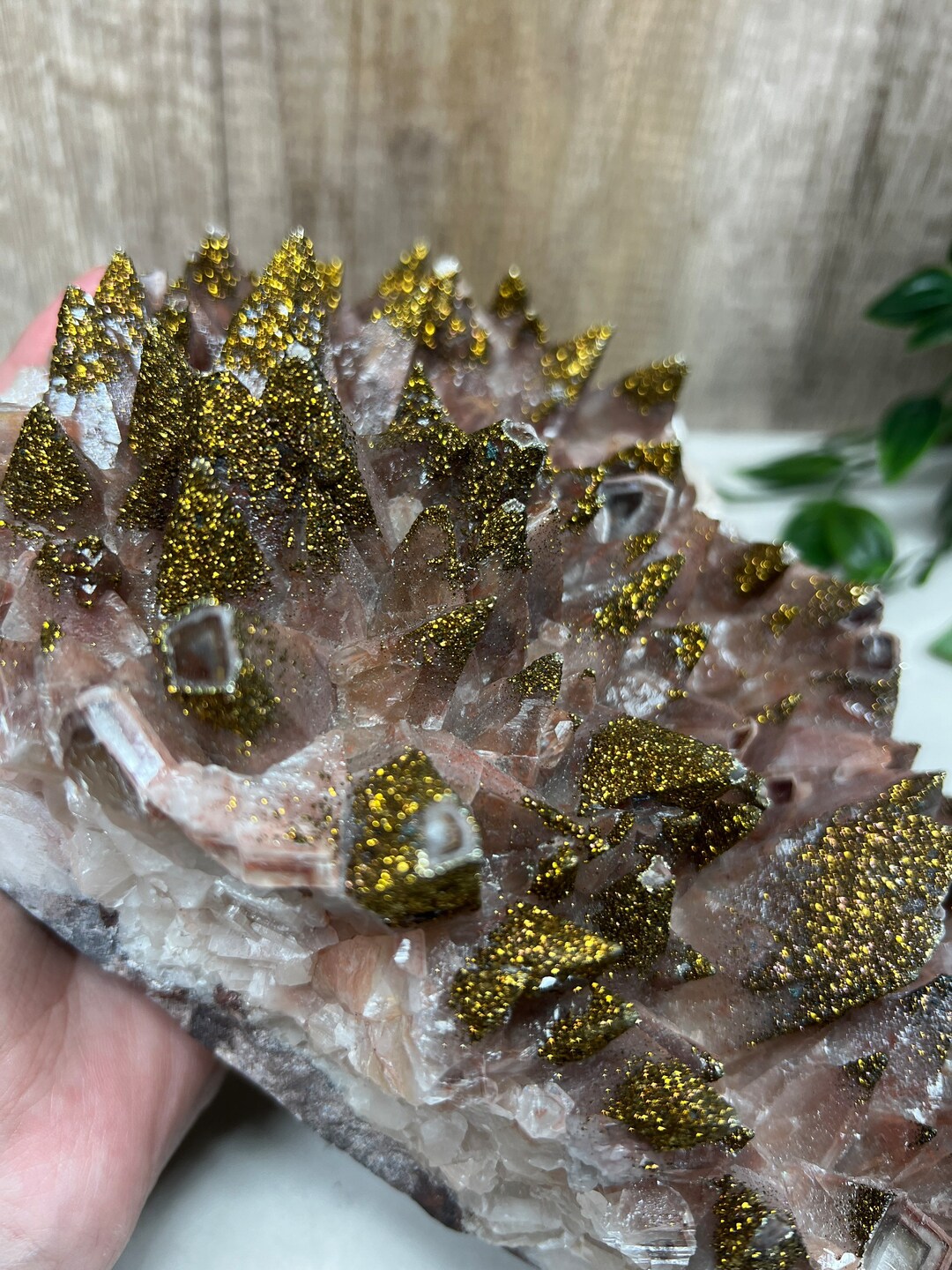 Pink Calcite With Iridescent Pyrite: Extra Large Mineral Centerpiece - Etsy