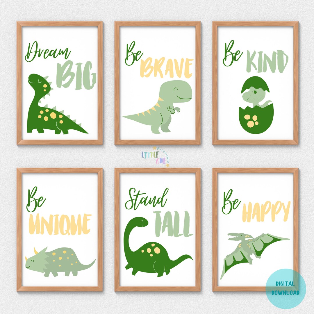Green Dino Print, Green Dinosaur, Instant Download, Printable Wall Art ...