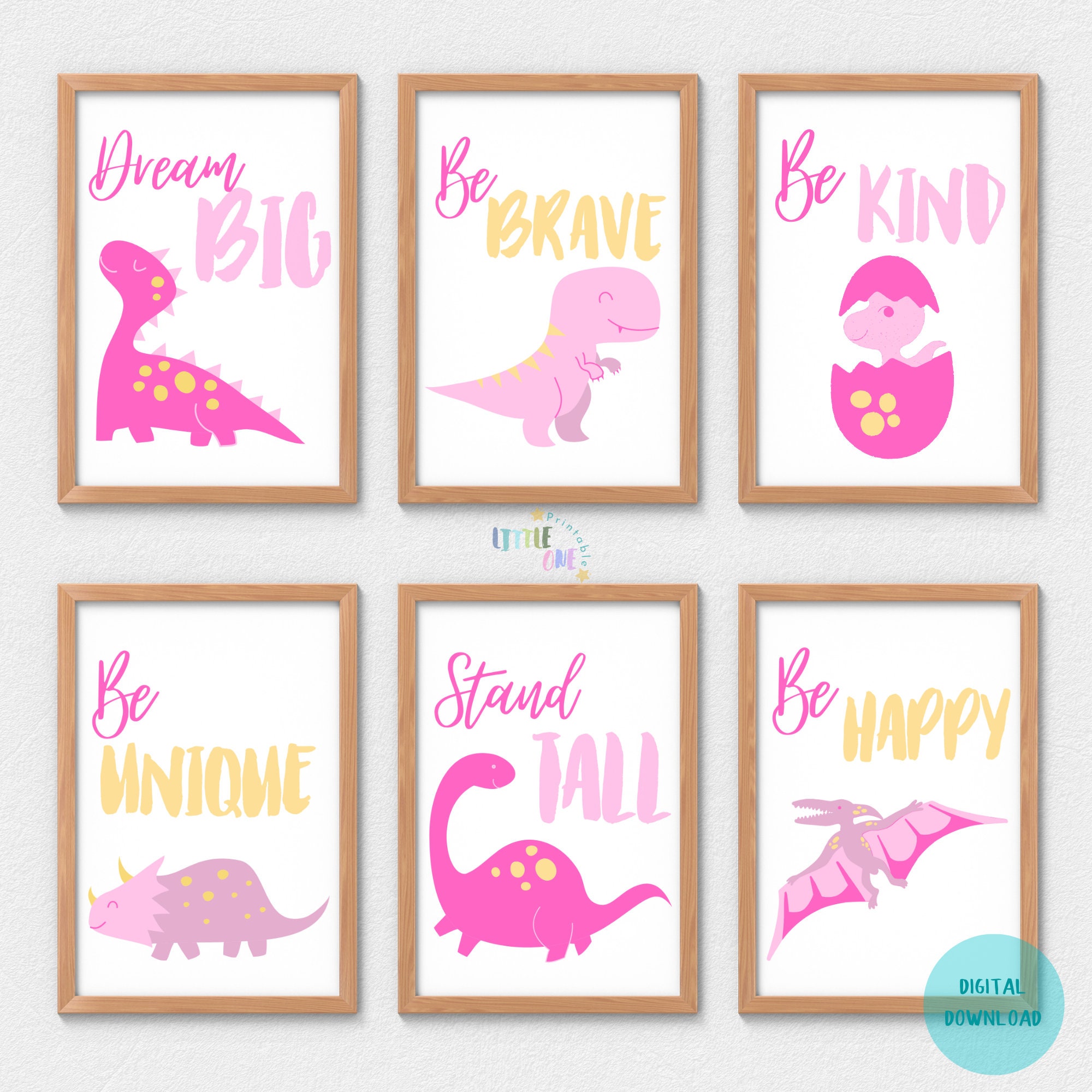 Pink Dino Print, Pink Dinosaur, Instant Download, Printable Wall Art ...