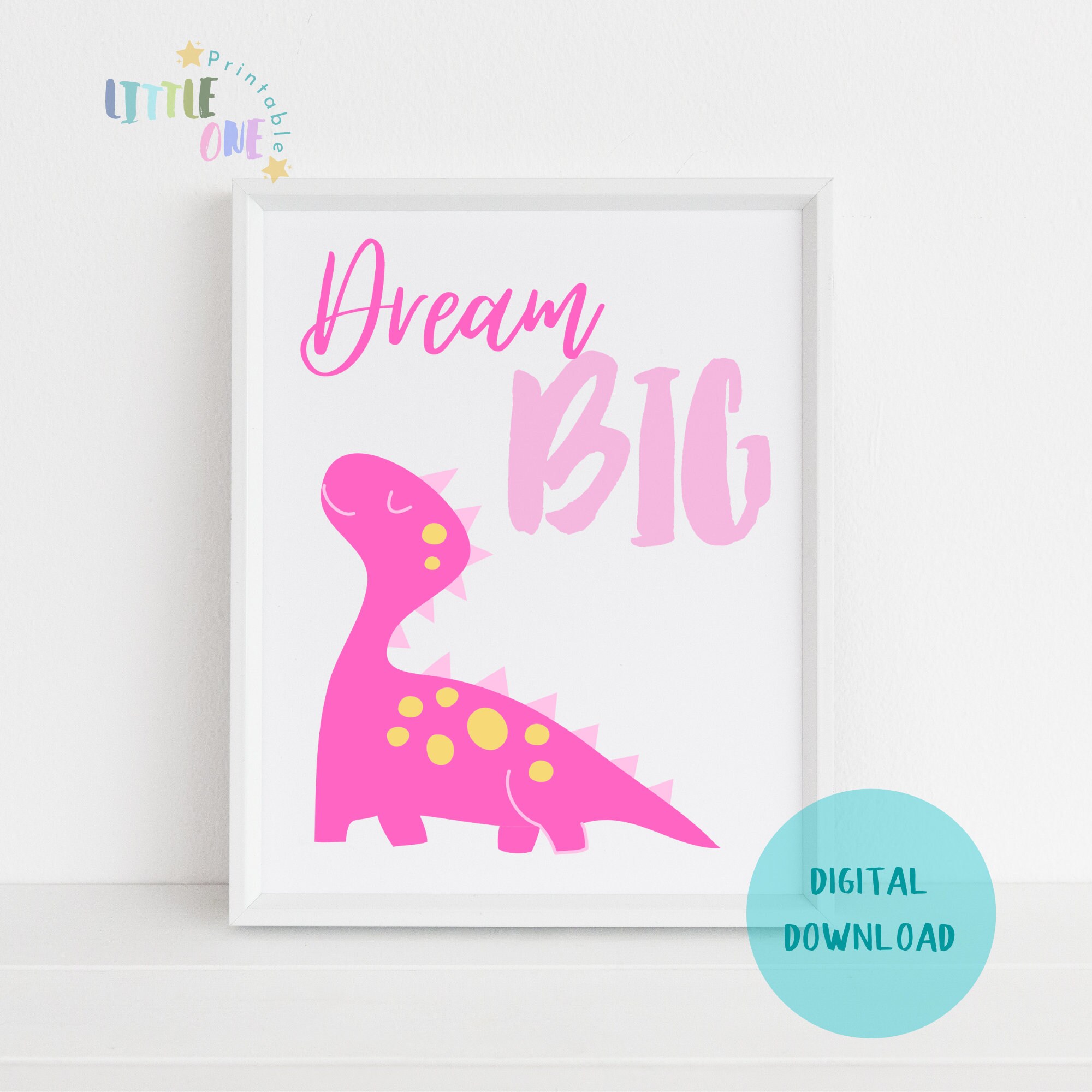 Pink Dino Print, Pink Dinosaur, Instant Download, Printable Wall Art ...