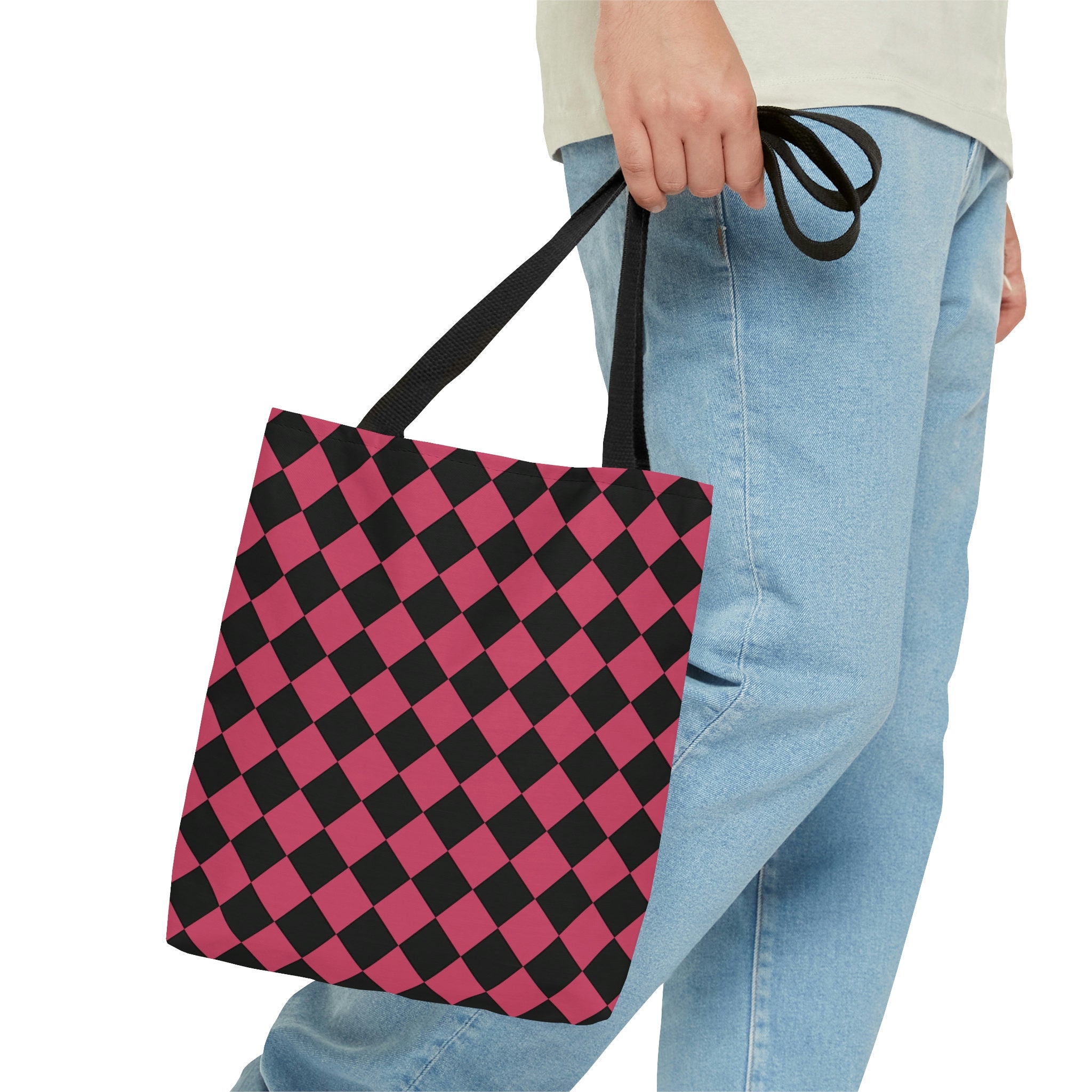 Checkerboard Bag Retro Tote Bag Pink Shoulder Bag for Women - Etsy