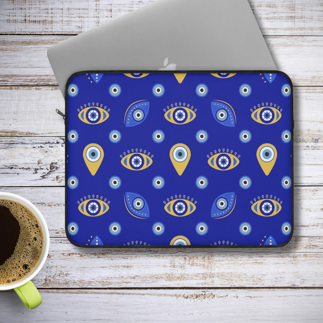 Evil Eye Laptop Sleeve, Greek Evil Eye Gift, Mystical Zippered Laptop ...