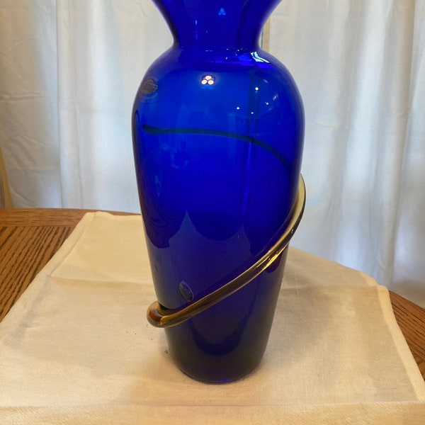 Cobalt Blue Blenko Glass Vase - Etsy