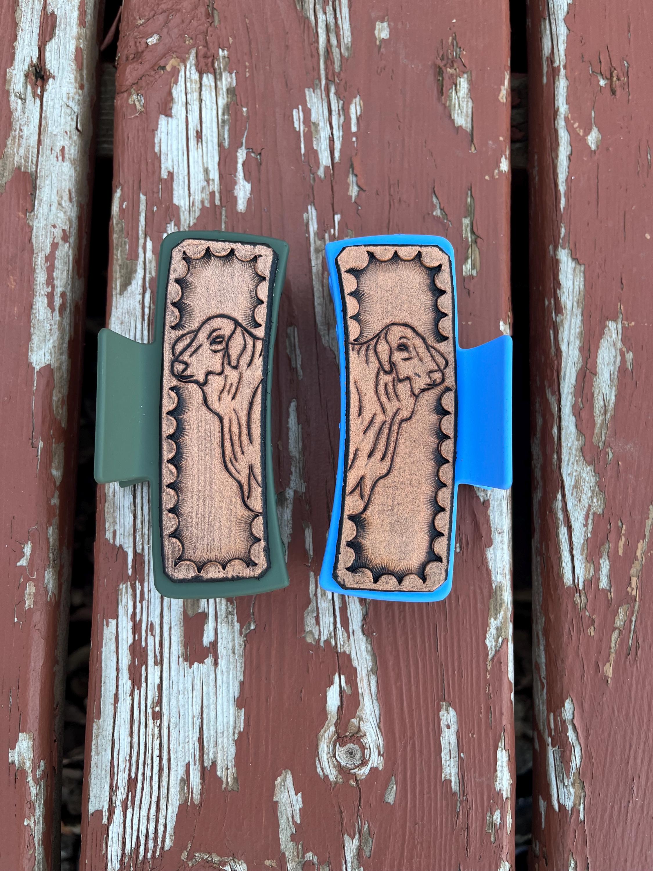 Brahman 4in Claw Clip || Made to Order Tooled Real Leather || Western ...