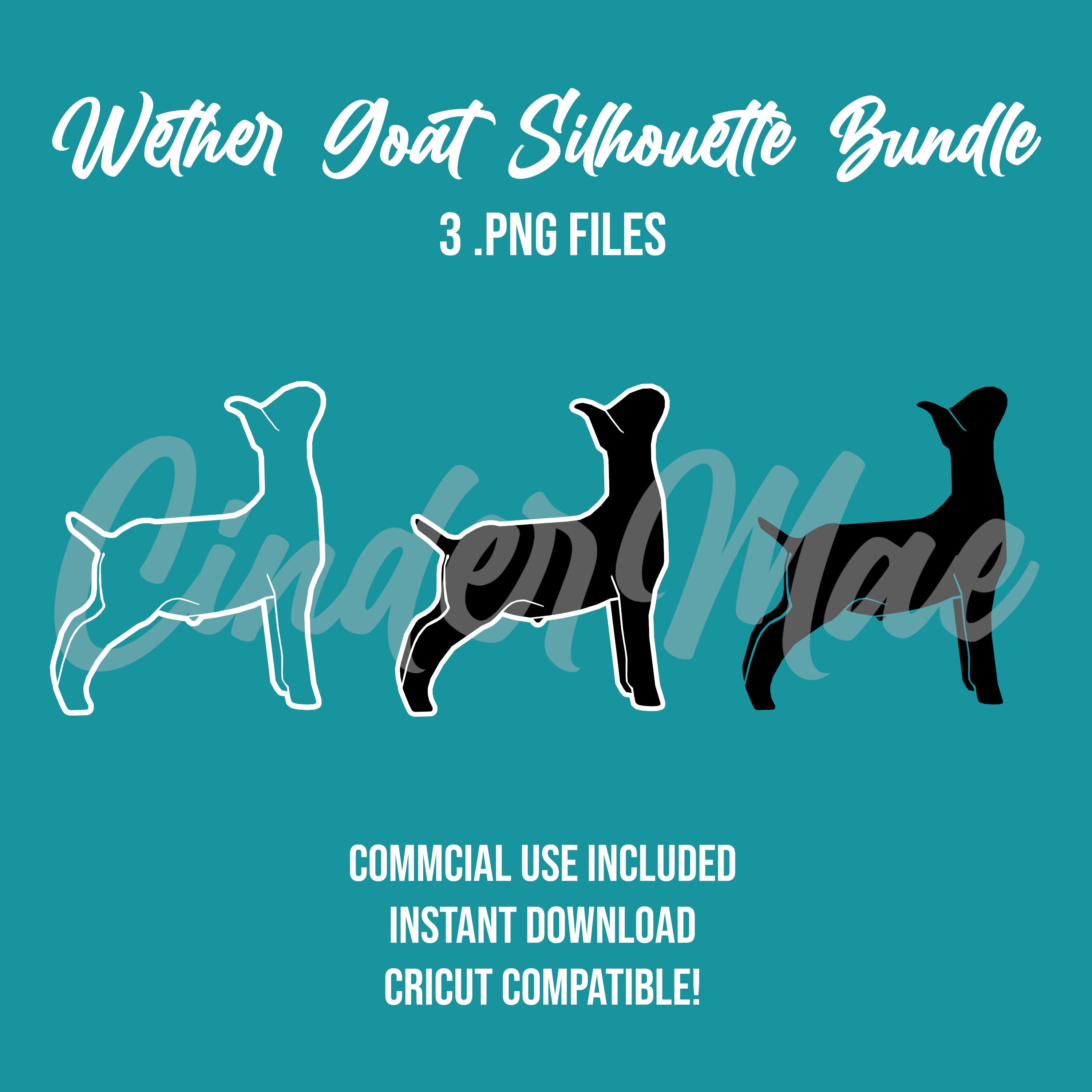 Show Goat Silhouette Bundle 3 PNG Files || Wether Boer Livestock ...