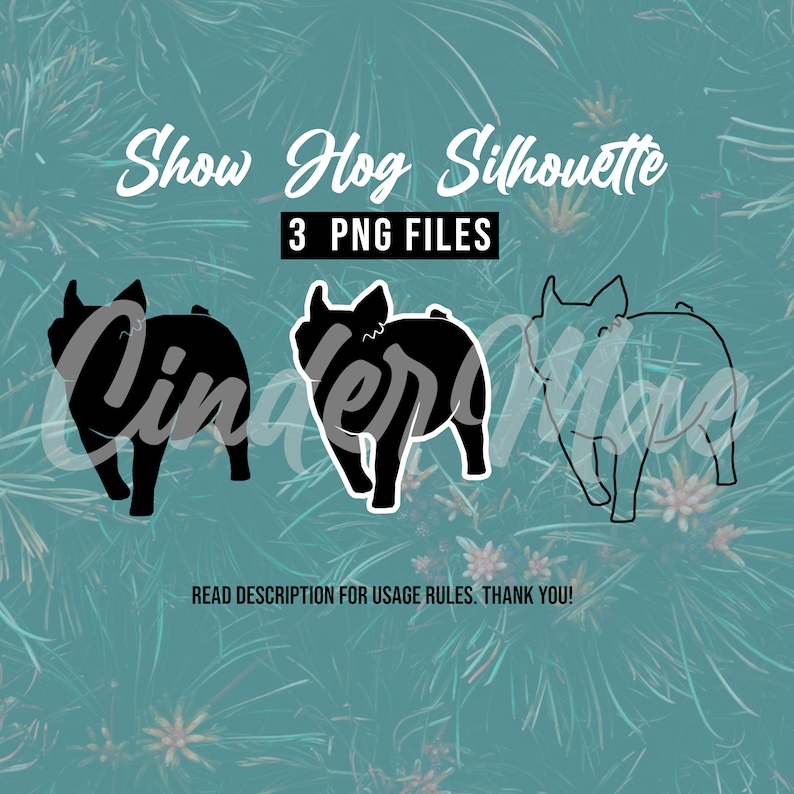 Show Hog Silhouette Bundle || 3 .PNG Digital Download 3 Variations ...
