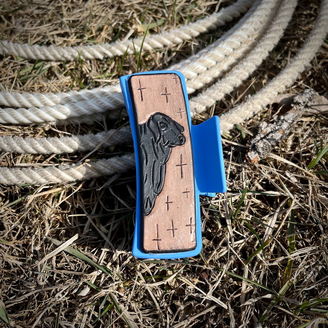 Brahman 4in Claw Clip || Tooled Real Leather || Western Colorful Heifer ...