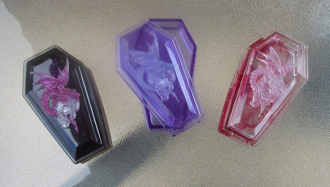Dragon Coffin Boxes. Purple, Black/purple, Red/clear. Coffin Jewelry ...