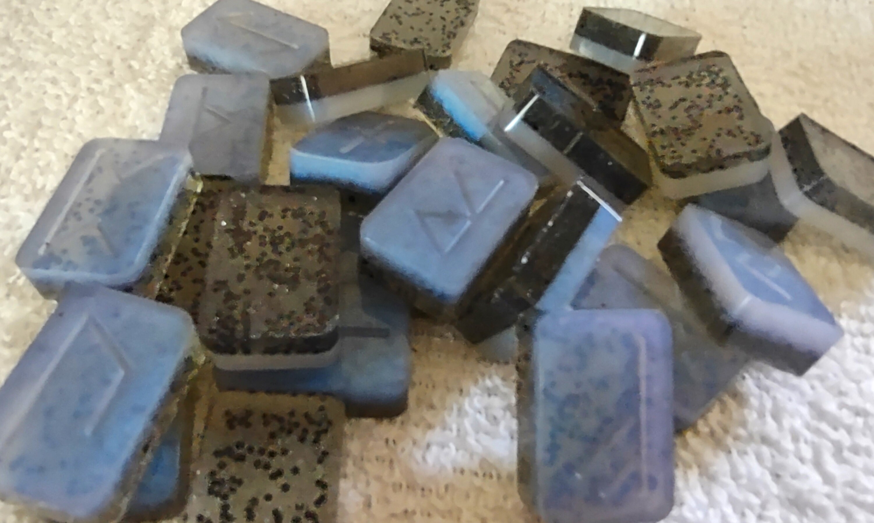 Elder Futhark Runes. Blue Pearl and Black Glitter. Handmade With Resin ...