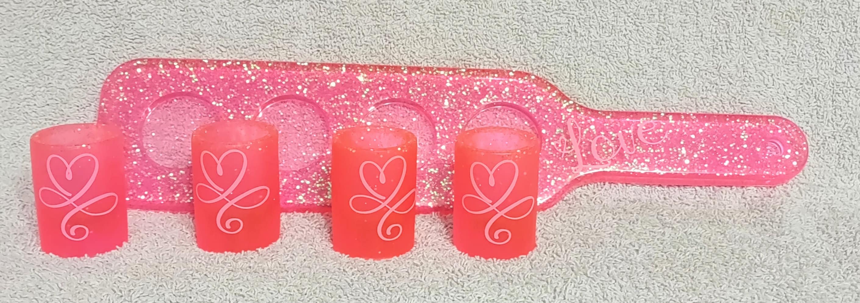Pink Glitter Shot Flight. Glow in the Dark. Bottle Shaped Shot - Etsy