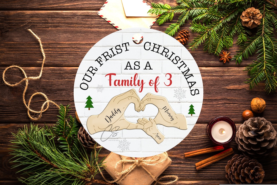 New Family Ornament Design, Family of 3, Christmas Ornament, Blended ...