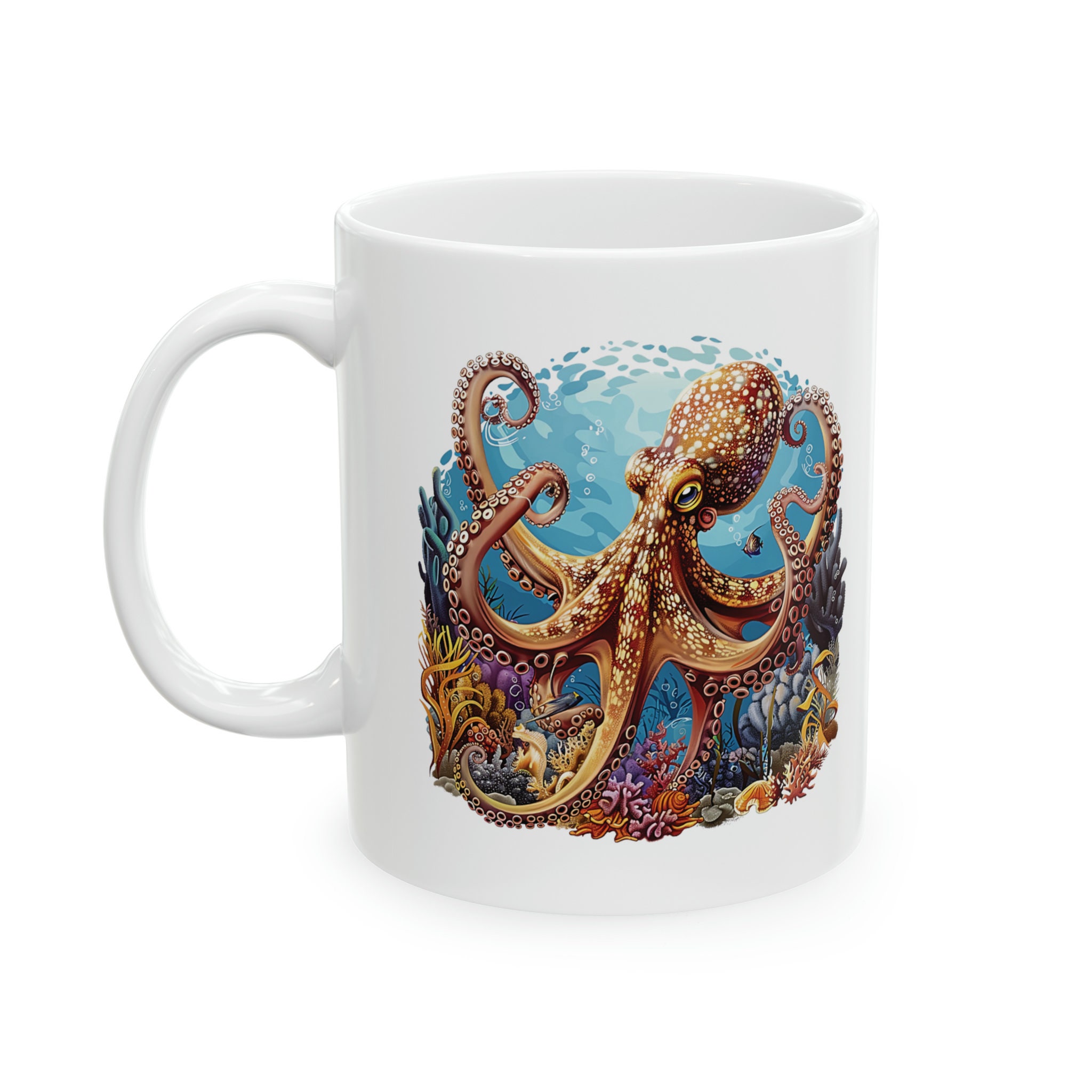 Octopus in the Sea, Coral Reefs, Enchanting Underwater Ocean Scene ...