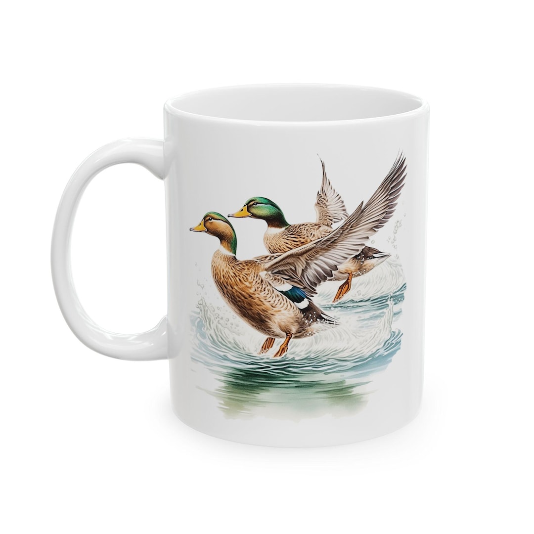 Wild Ducks in Flight Ceramic Mug, Duck Lover Gift, Nature Coffee Cup ...