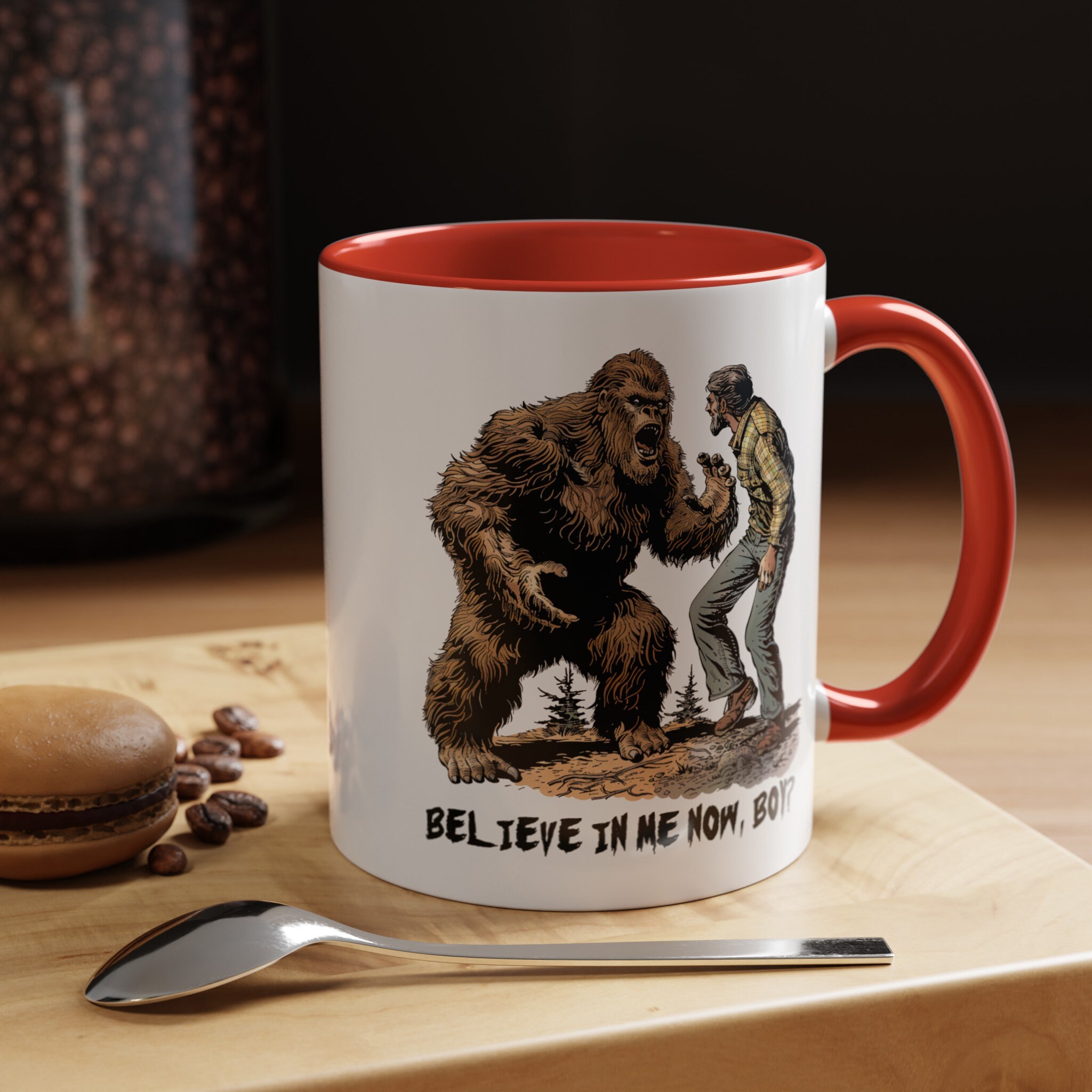 Angry Sasquatch, Bigfoot, Monster, Cryptid, Scared Man 11oz Ceramic ...
