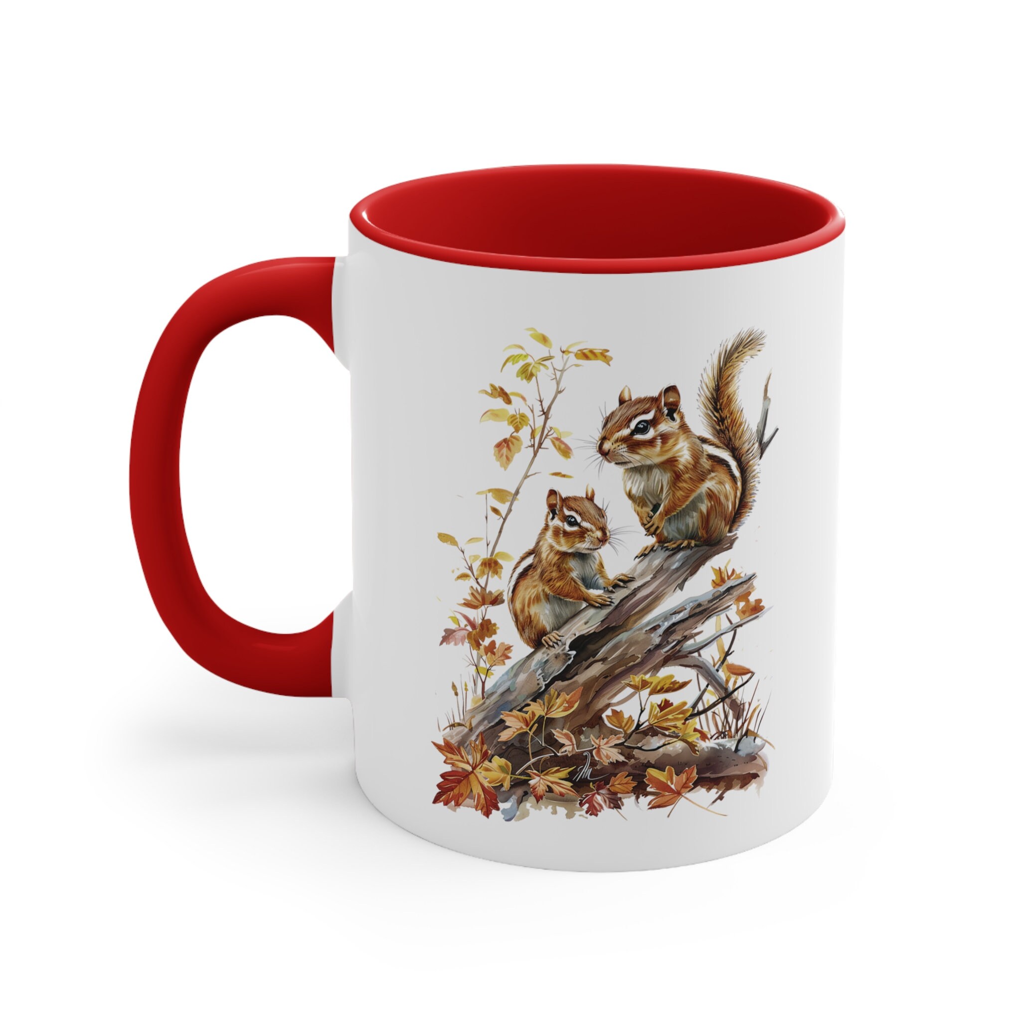 Chipmunks in Forest, Cute Wildlife, Nature, Ceramic 11 Oz Coffee Mug ...