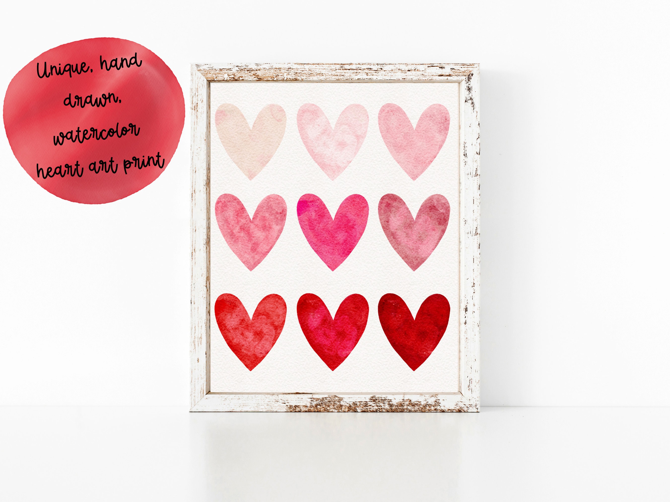 Printable Valentines Wall Art, Boho Watercolor Art Print, Hand Drawn ...