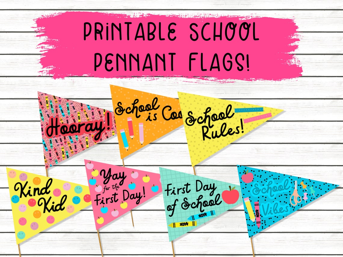 Printable School Pennant Flags Back to School Photo Prop - Etsy