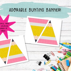 Printable Pencil Pennant Flag Banner, Back to School Photo Prop, First ...