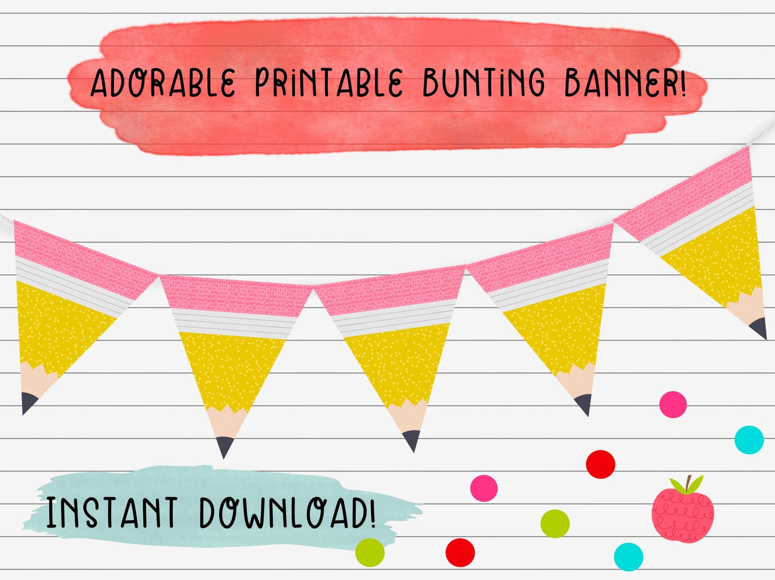 Printable Pencil Pennant Flag Banner, Back to School Photo Prop, First ...