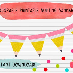 Printable Pencil Pennant Flag Banner, Back to School Photo Prop, First ...