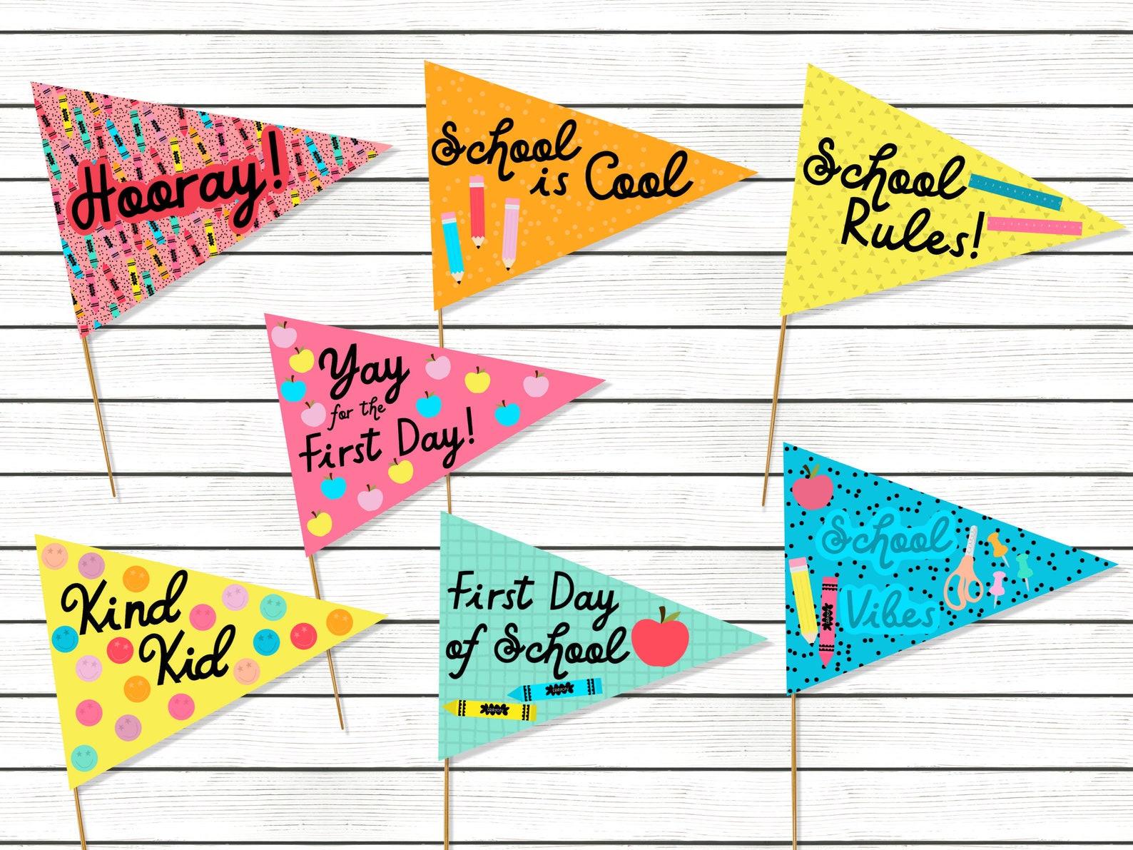 Printable School Pennant Flags Back to School Photo Prop - Etsy