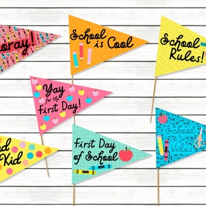 Printable School Pennant Flags, Back to School Photo Prop, First Day of ...