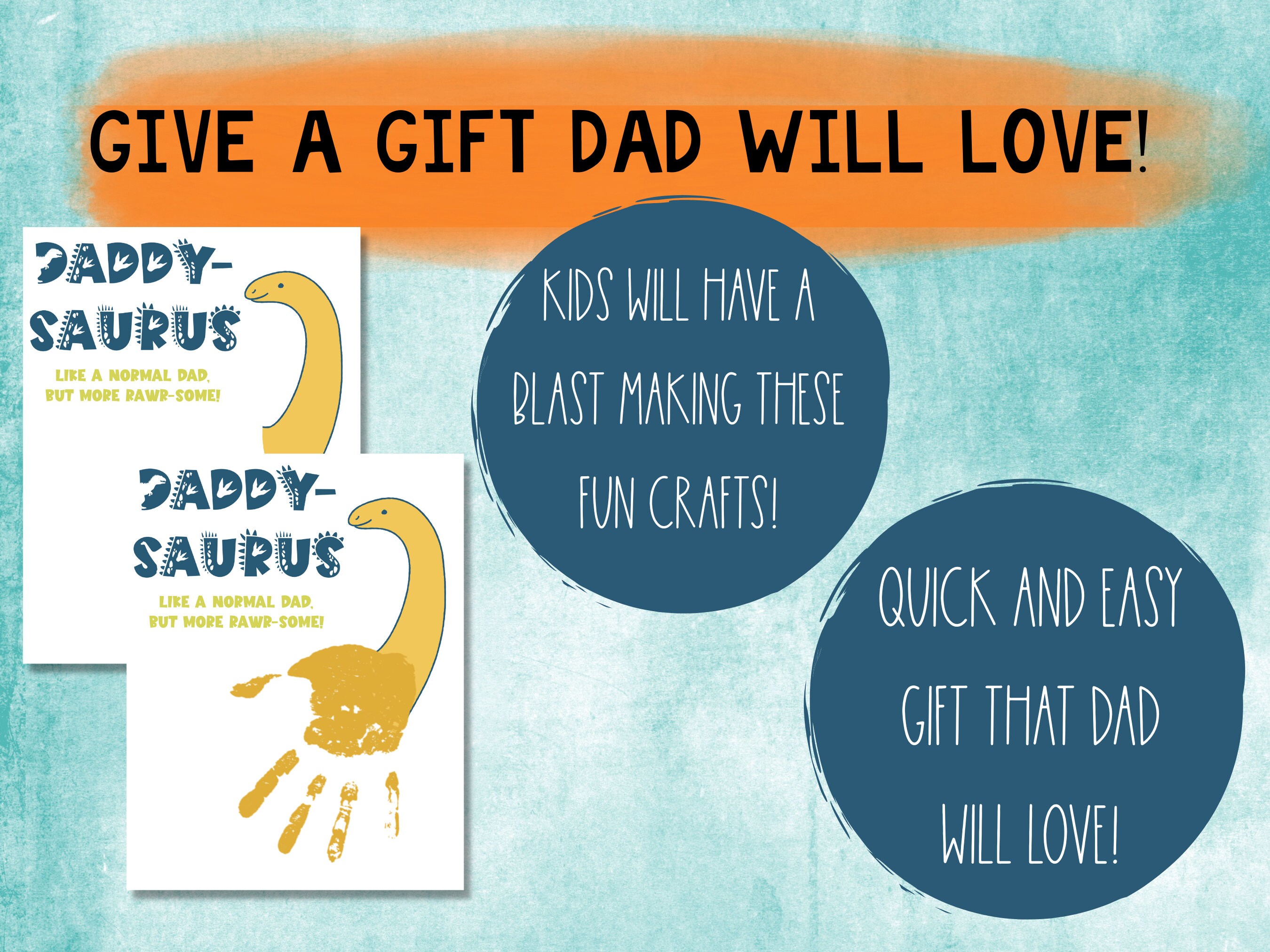 Printable Fathers Day Handprint Gift, Fathers Day Card, Personalized ...