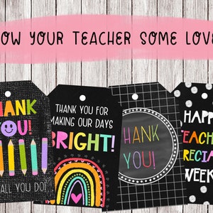 Teacher Appreciation Week Gift Tag, Printable Thank You Card, End of ...