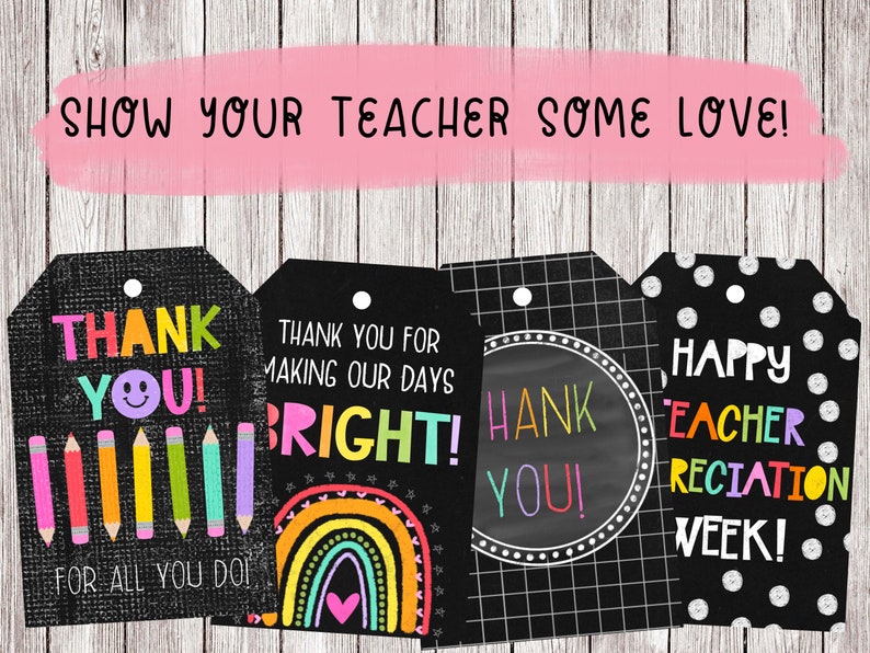 Teacher Appreciation Week Gift Tag, Printable Thank You Card, End of ...