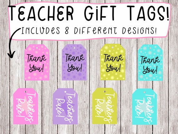 Teacher Gift Tags / Thank You Tags / Printable Gift Tags / End | Etsy