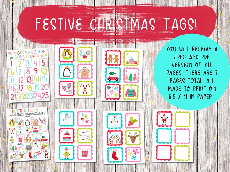 Printable Christmas Advent Calendar Countdown to Christmas - Etsy