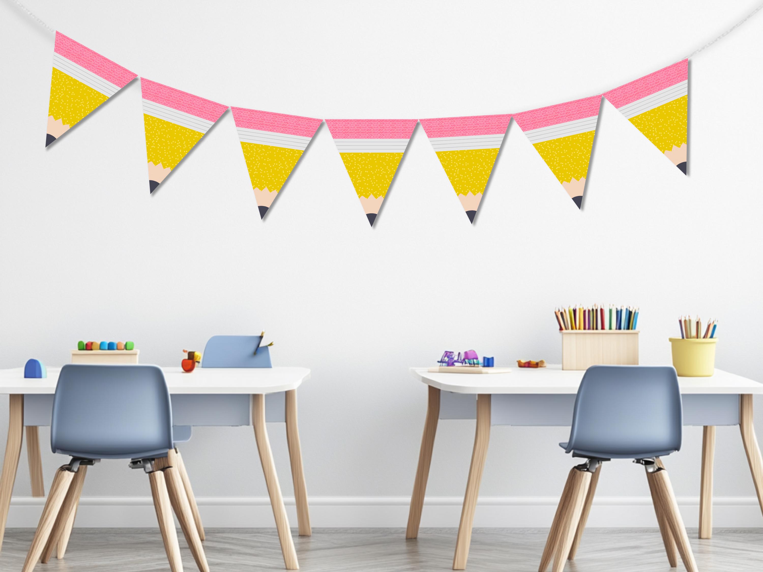 Printable Pencil Pennant Flag Banner, Back to School Photo Prop, First ...