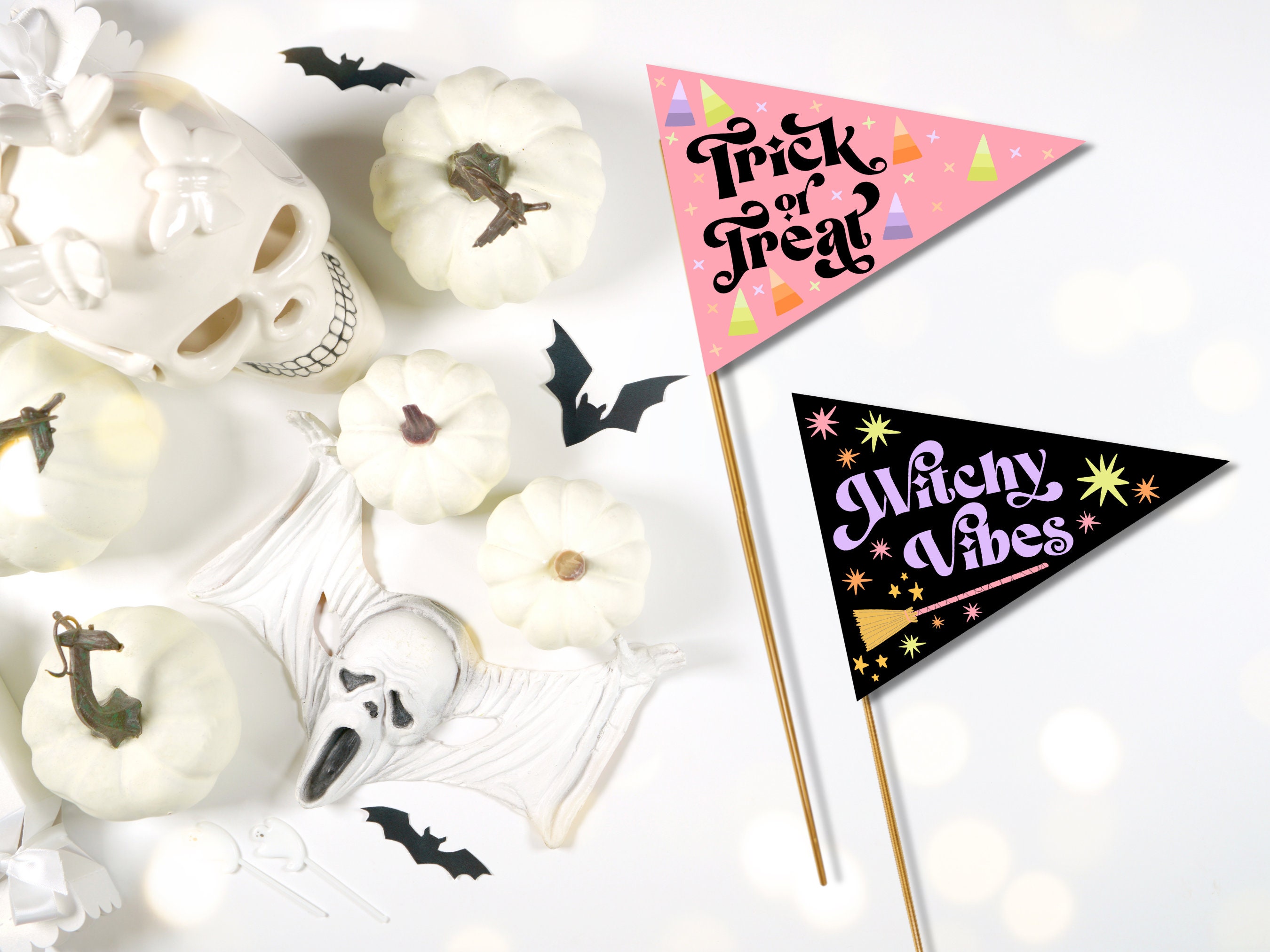 Mini Halloween Pennant Flags, Printable Boo Basket Filler, Spooky ...